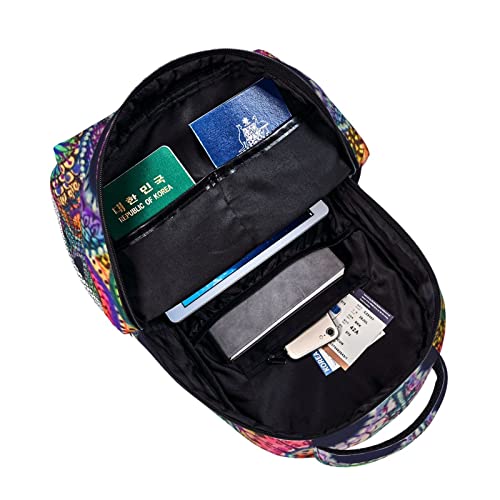 Big Capacity Rucksacks, Multi Color Flower Sugar Skull Art Anti-Theft Multipurpose Shoulder Bag, School Daypack Backpack, Travel and Sport Backpack Rucksack, Book Bag