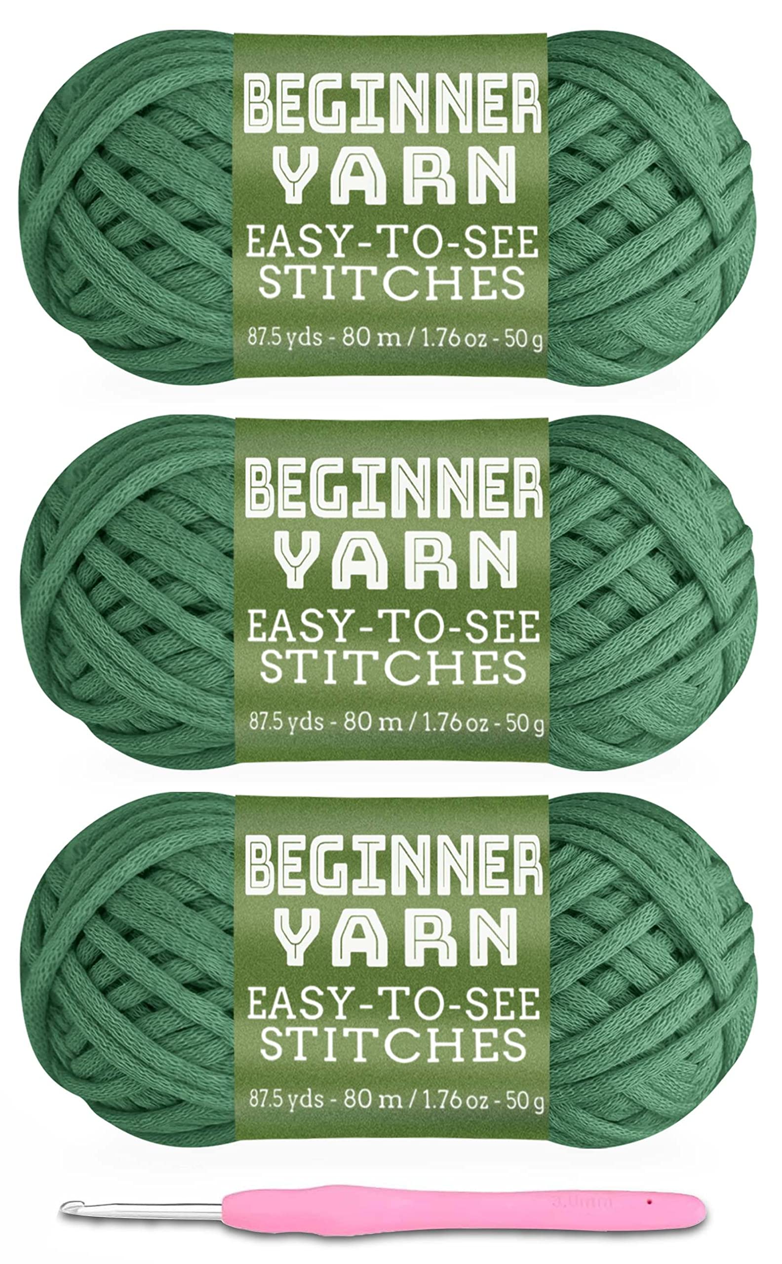 3x50g Beginners Christmas Green Yarn, 260 Yards Christmas Green Yarn for Crocheting Knitting, Easy-to-See Stitches, Worsted Medium #4, Chunky Thick Cotton Nylon Blend Yarn Yarn for Crocheting