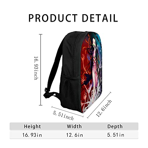 Dtuxgbi 2PCS Set Anime Backpack Lunch Box, Classic Anime Bookbag Lunch Bag, Casual Shoulders Backpack Lightweight Laptop Bag
