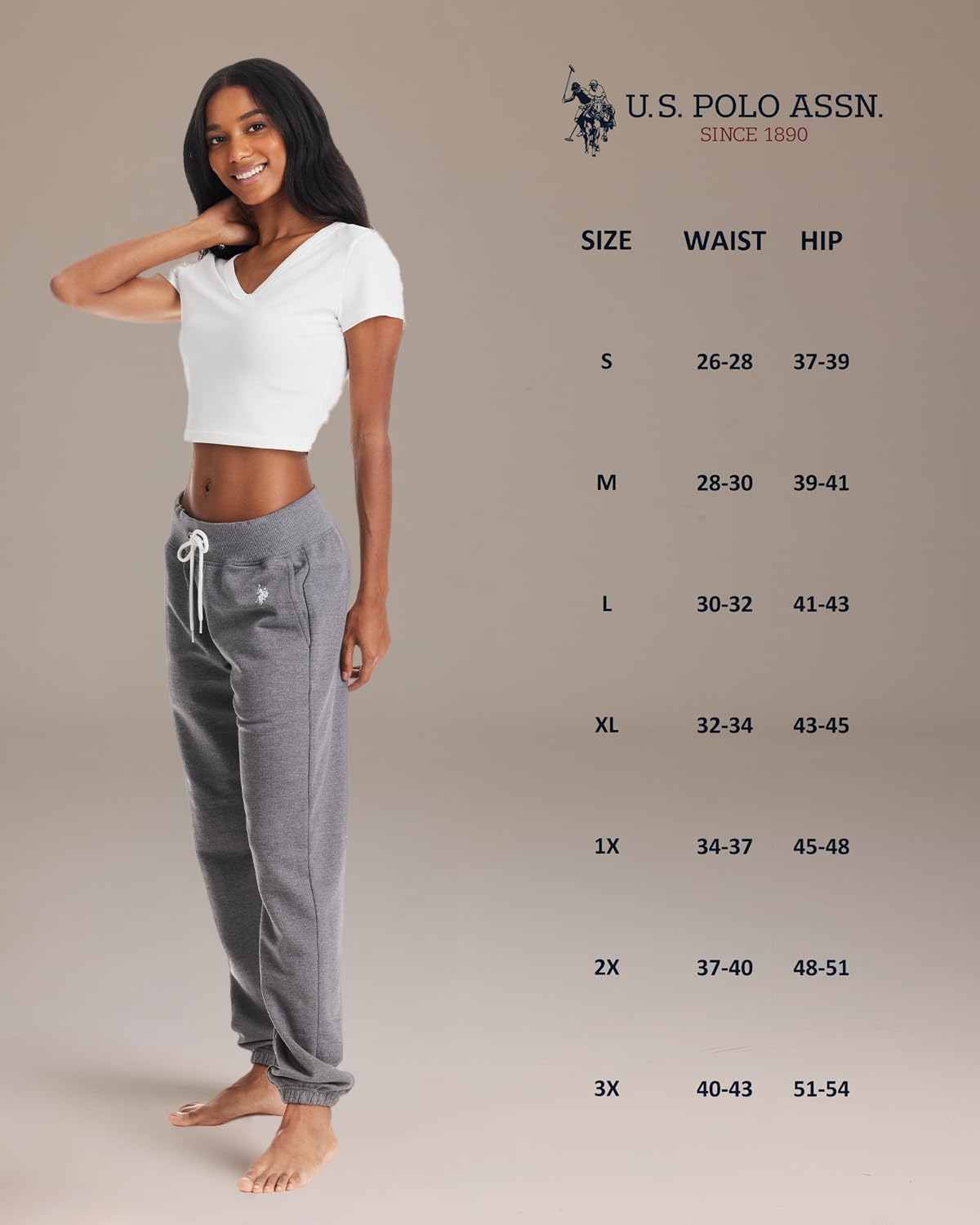U.S. Polo Assn. Womens Sweatpants Joggers, French Terry Lounge Pants for Women (Charcoal Heather, X-Large)