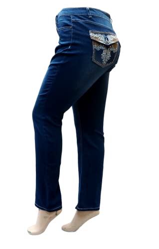 Jack David Womens Plus Size Bootcut/Straight/Skinny Leg Stretch Relaxed Fit Blue Denim Jeans Pants