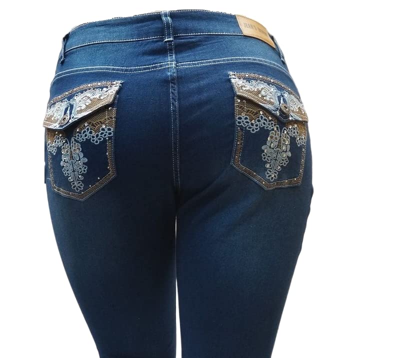 Jack David Womens Plus Size Bootcut/Straight/Skinny Leg Stretch Relaxed Fit Blue Denim Jeans Pants