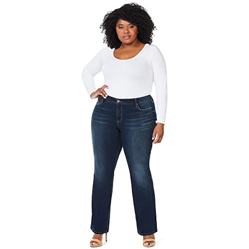 Jack David Womens Plus Size Bootcut/Straight/Skinny Leg Stretch Relaxed Fit Blue Denim Jeans Pants