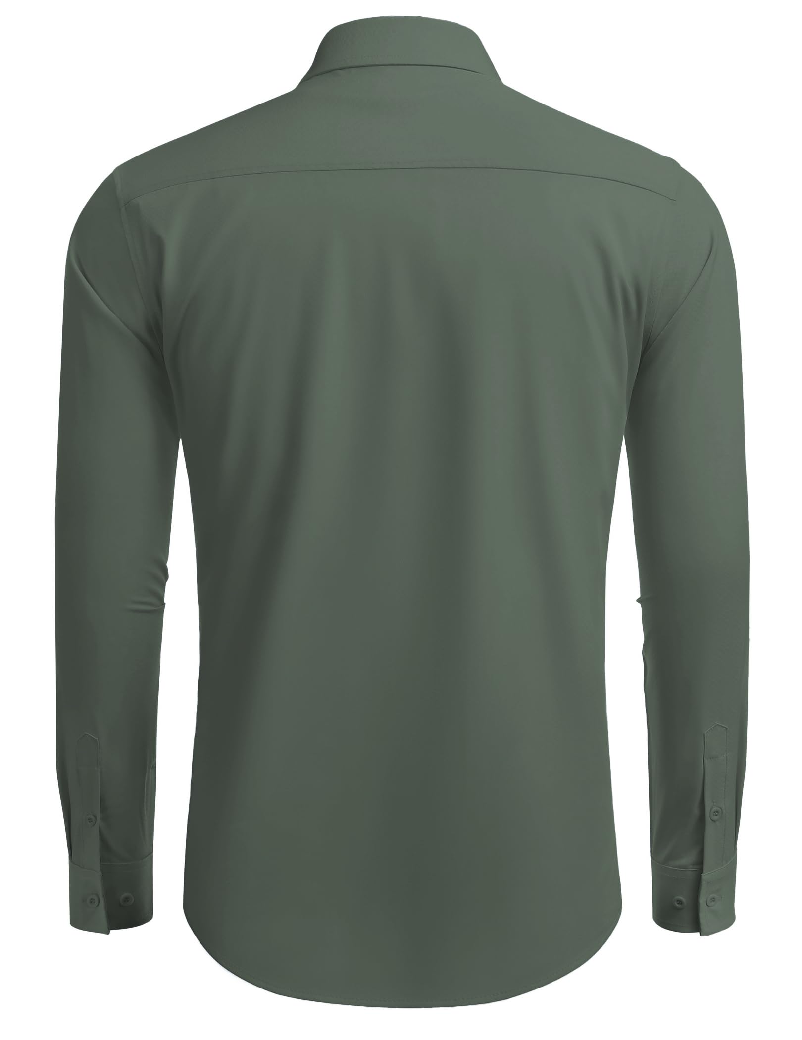 COOFANDY Mens Dress Shirts Long Sleeve Fitted Button Down Shirt Untucked Shirt Army Green