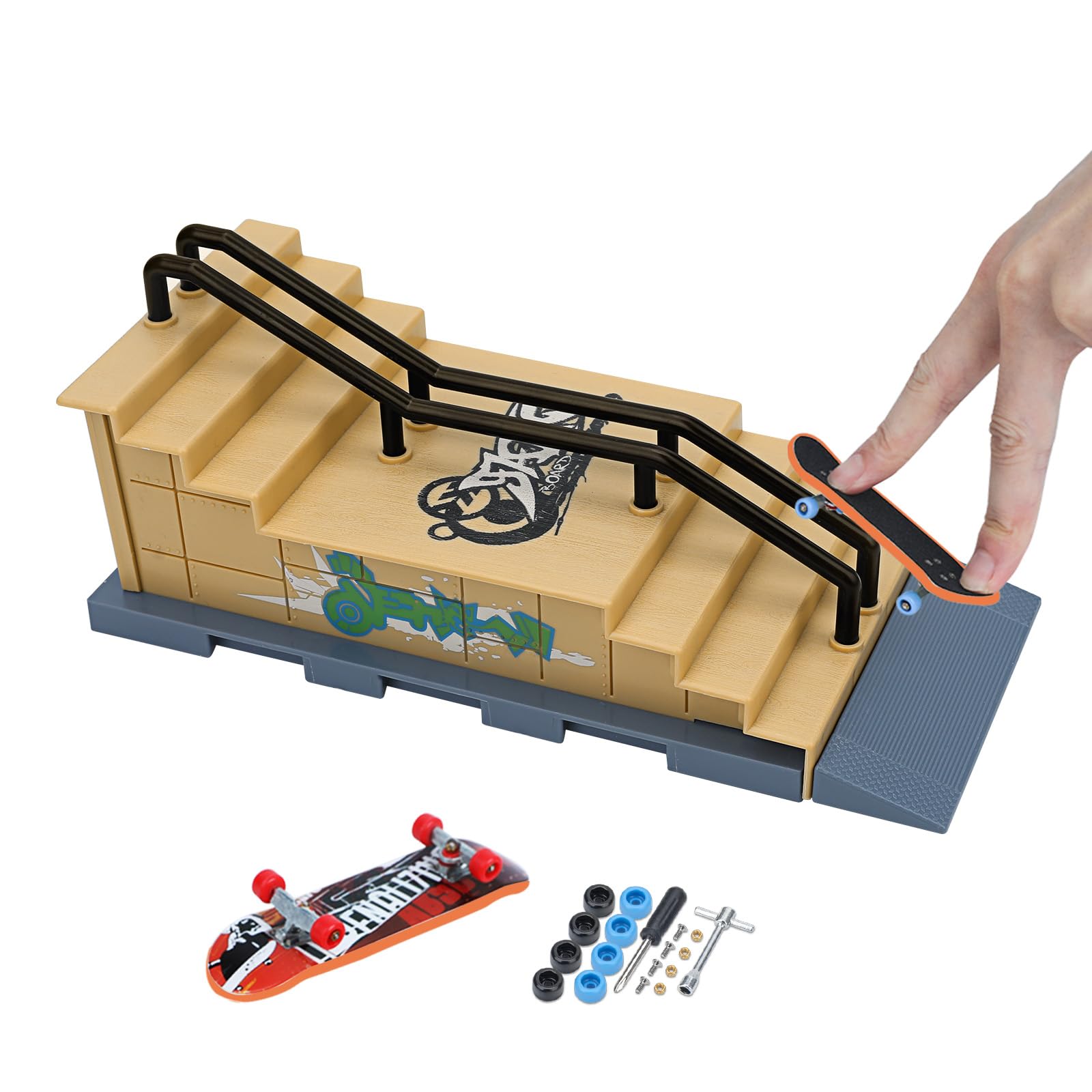 Gr8ware Skateboard Ramp, Finger Skateboard Ramp Set, Mini Skatepark for Fingerboard, Figure Boarding Skate Park, Fingerboard Skatepark Halfpipe Obstacle Deck for Kids Holiday Party Favors - Style F