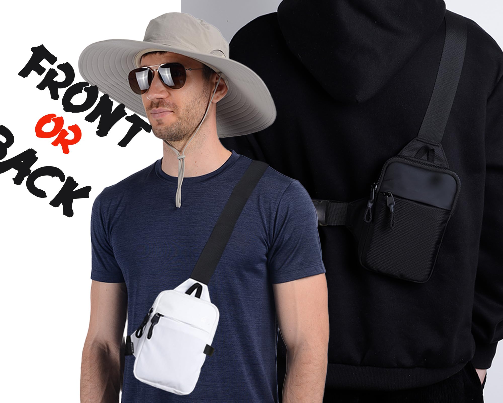 USHAKE Mini Sling Bag for Men Women - Small Crossbody Bag Casual Phone Chest Bag for Hiking Traveling Gifting Blue