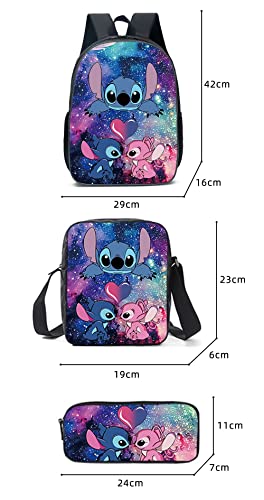 Homruis Stitch Backpack Cartoon Anime Pattern Design School Bag Backpack High Capacity Schoolbag Boy And Girl Schoolbag