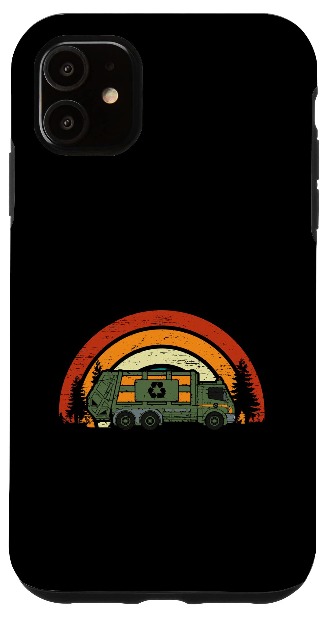 iPhone 11 Retro Garbage Truck Waste Can Trash Collector Case