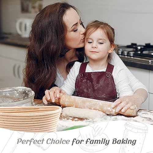 Joyyy Sourdough Bread Proofing Baskets with Liner, Dough Rising Ratten Bowl for Bread Making and Baking, Oval, 10 inch
