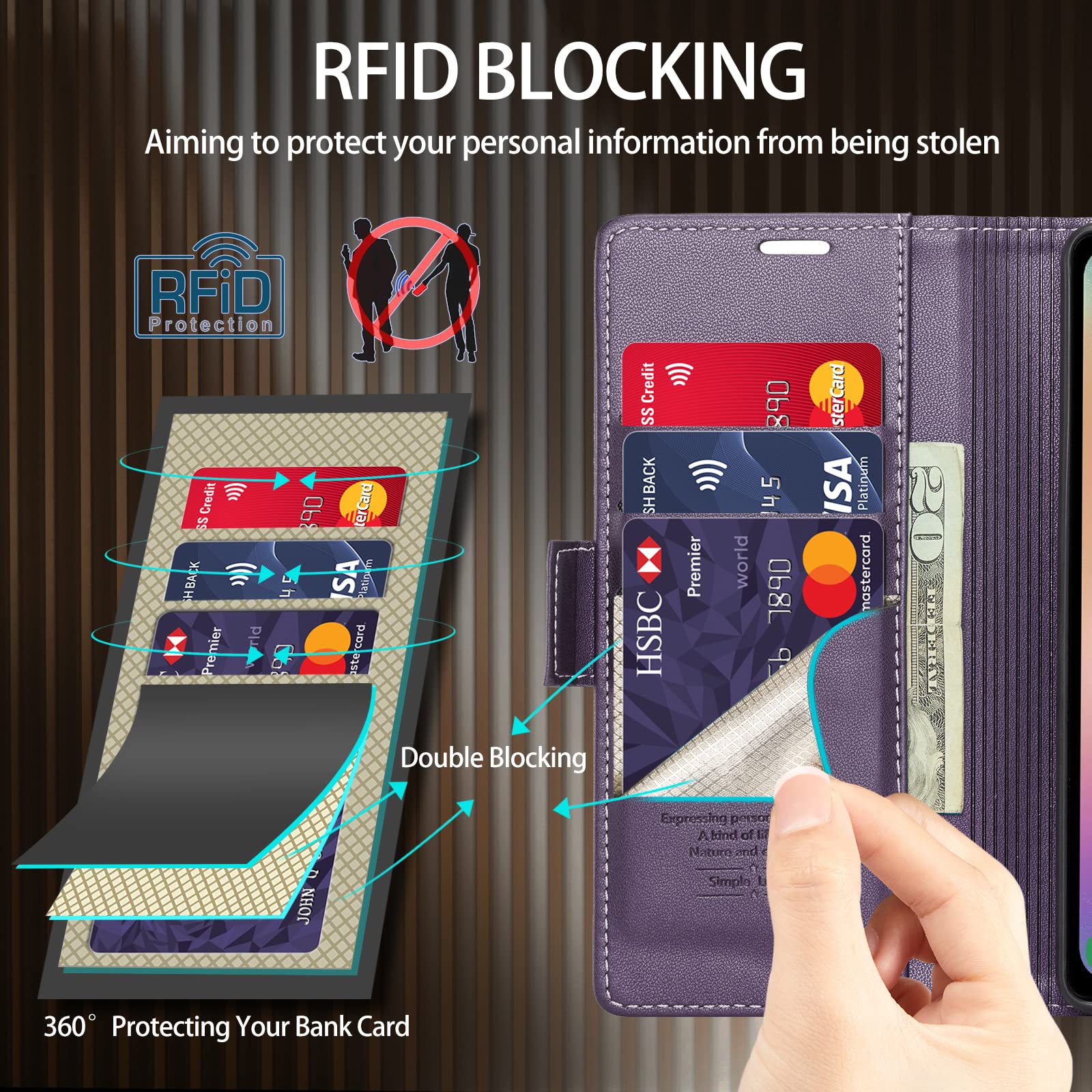 Samsung S20+ Plus Wallet Case with Card Holder Kickstand Magnetic,Leather Flip Case for Samsung Galaxy S20+ Plus 6.7 Inch[Not for S20 or Ultra] (Purple)