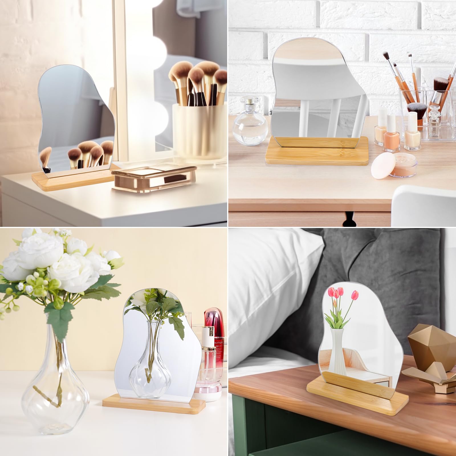 YOSELY Makeup Mirror Vanity Mirror Frameless, Frameless Table Mirror, Desk Tabletop Mirrors with Stand for Bedroom,Living Room