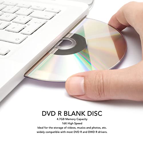 JERYS Blank DVD R, Sturdy PC Recordable 16X High Speed 4.7GB Capacity Widely Compatible Long Storage Life DVD R Blank Disc for Business (10PCS)