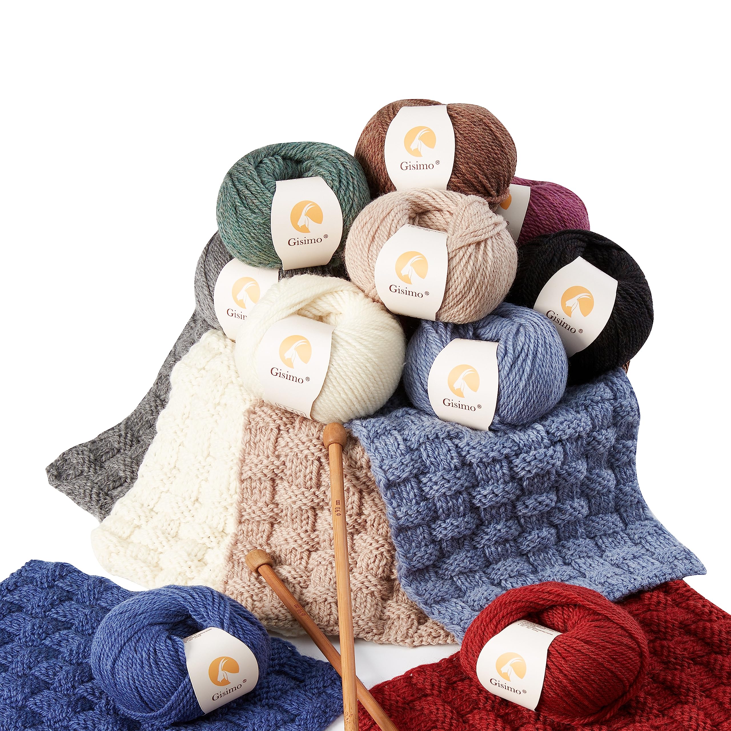 Gisimo 100% Merino Wool Yarn, 3-Ply Luxurious and Soft Yarn for Hand Knitting & Crocheting (Navy Blue, 1Ball)