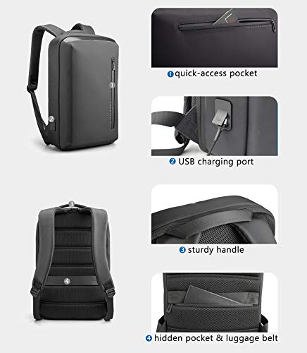 WILSLAT Laptop Backpack for Men Business Professional Anti Theft Slim Durable Laptops Backpack with USB Charger, College School Computer Bag Fits 15.6 Inch Laptop and Notebook