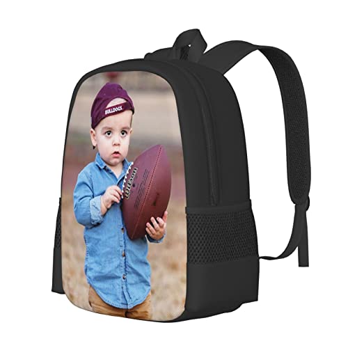 Exgunly Custom Backpack, Custom Personalized Text Picture Backpack, Customize Travel Backpack for Men Women,17In Casual Backpack, Black