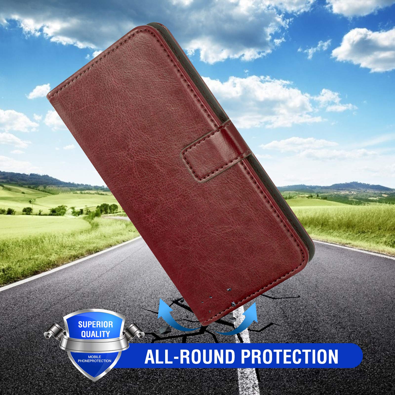 Asuwish Compatible with Xiaomi Redmi A1 Wallet Case Tempered Glass Screen Protector and Leather Flip Cover Card Holder Stand Cell Accessories Phone Cases for Redme 1A 2022 Women Men Brown