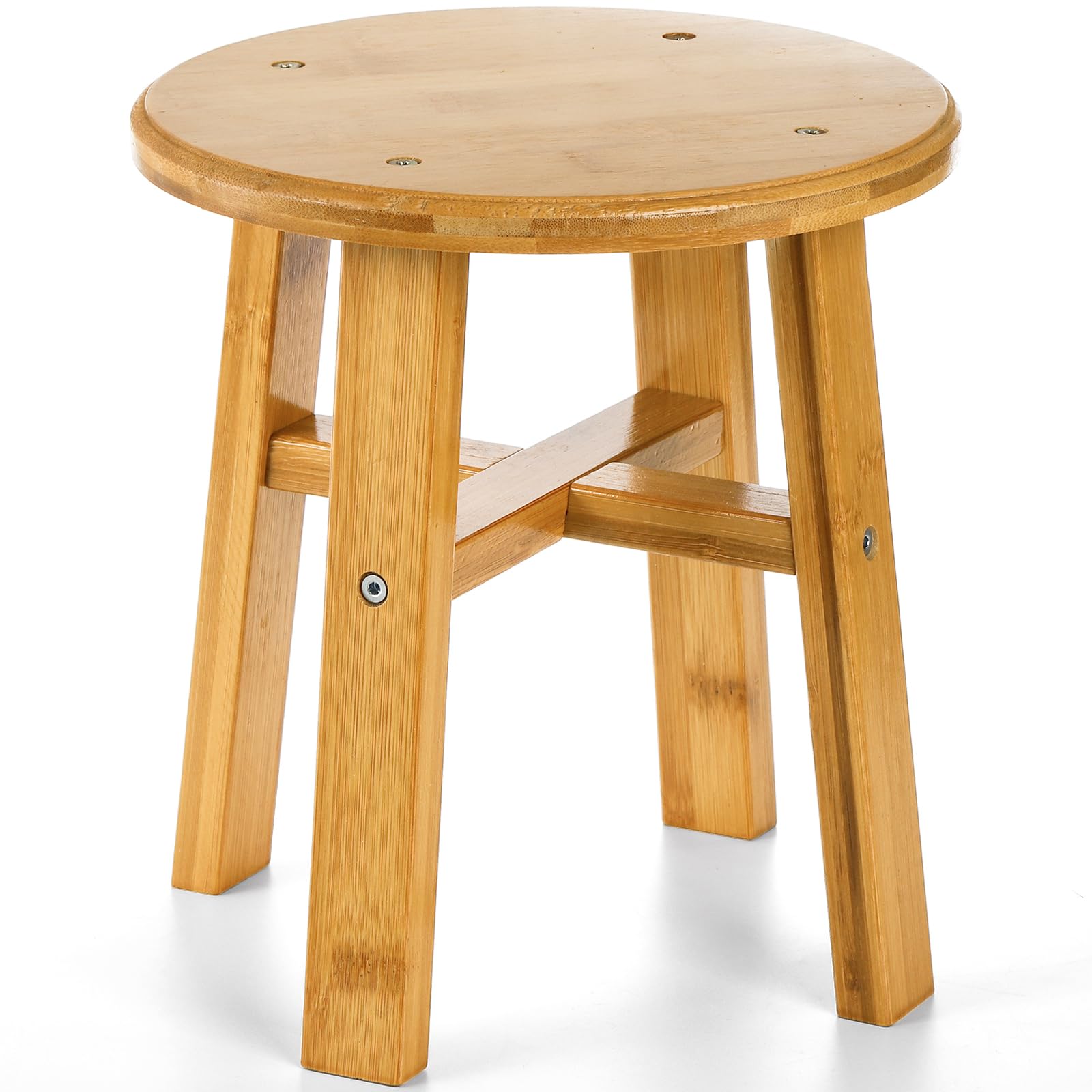 Yesland Wood Stool, Bamboo Small Low Stool Mini Plant Stool 8.5 X 9.25 Inch Wooden Round Short Step Stool to Sit on for Shoe Changing, Bed, Natural Color