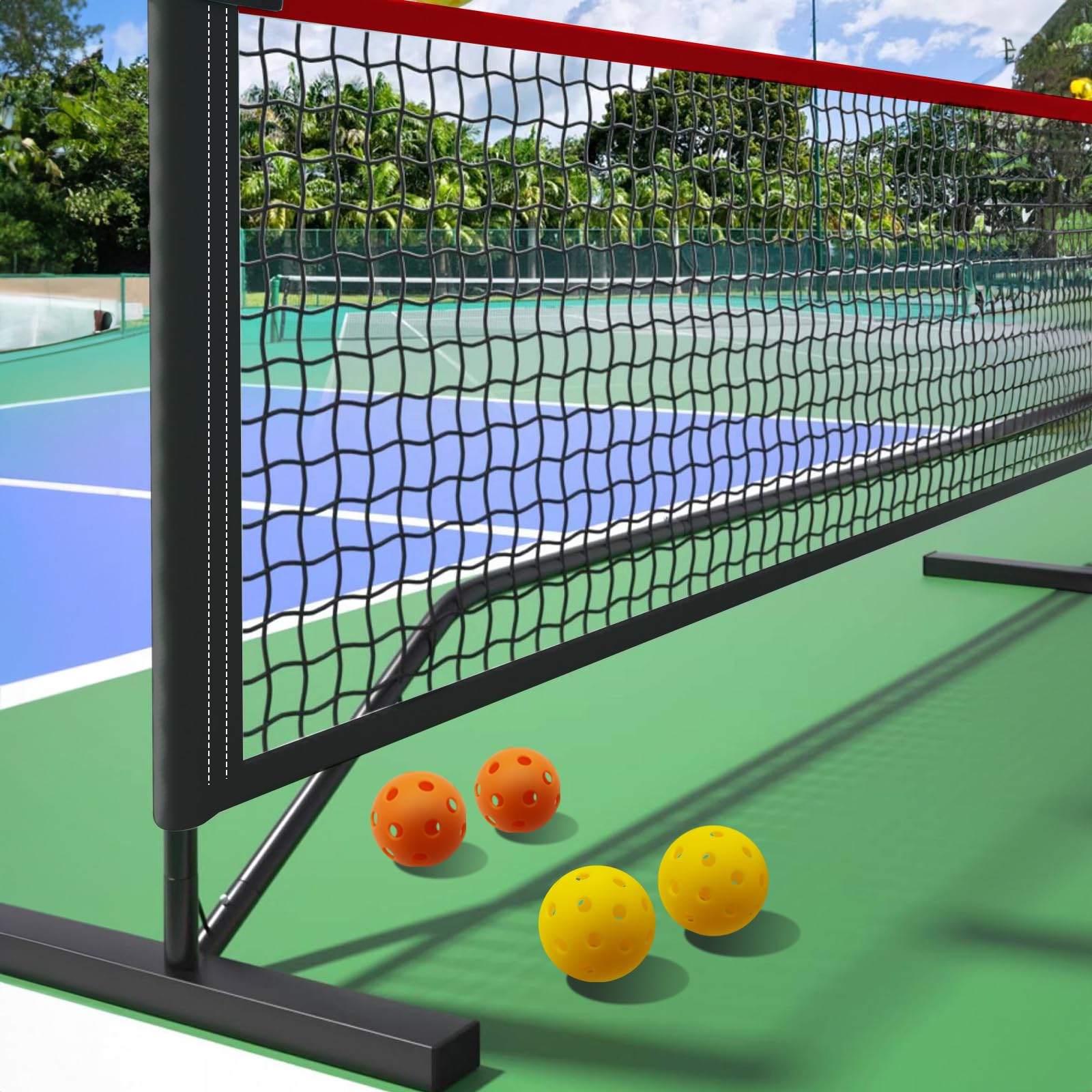 Pennpliy Pickleball Set with Net and Paddles, 22 FT Portable Net, 4 Fiberglass Paddles, 4 Balls, Black