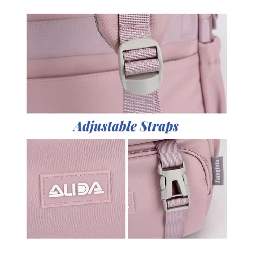 Aesthetic Laptop Backpack Kawaii Backpack Back to School Anti Theft Slim Durable Backpack with Large Capacity (Pink)