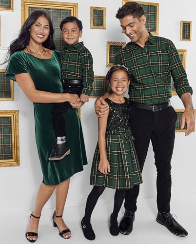 The Children's Place,and Newborn Holiday Dress,12-18 Months Green Plaid