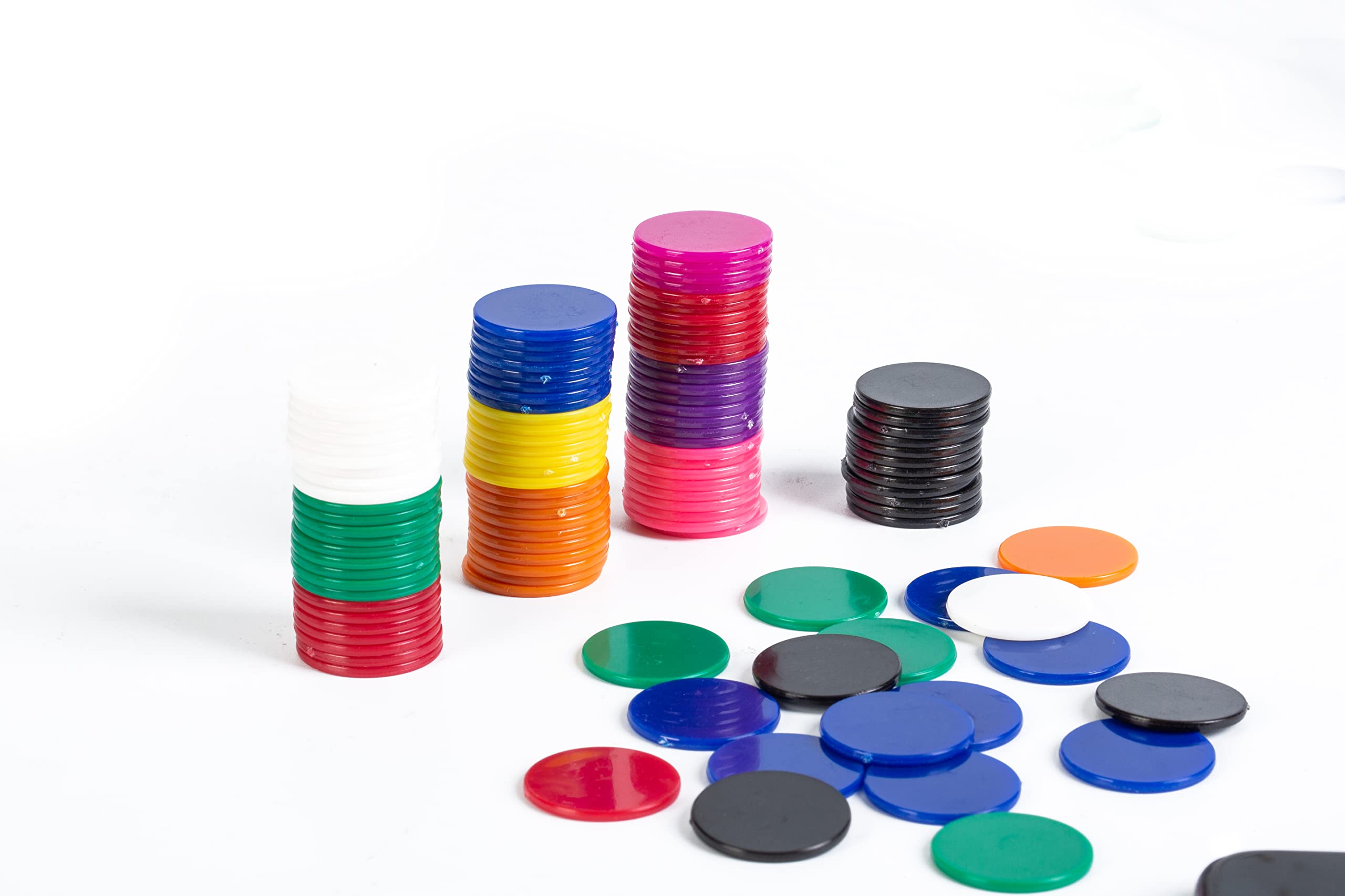 Smartdealspro 300pcs 1 Inch 10 Colors Opaque Plastic Learning Counters Counting Mini Poker Chips Game Tokens (Without Edge)