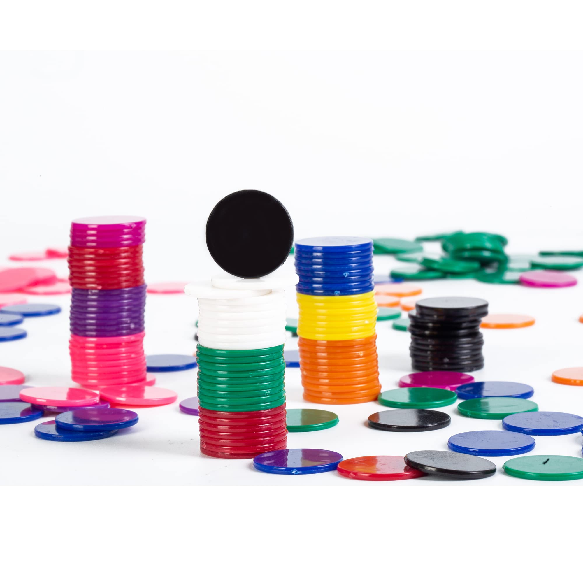Smartdealspro 300pcs 1 Inch 10 Colors Opaque Plastic Learning Counters Counting Mini Poker Chips Game Tokens (Without Edge)