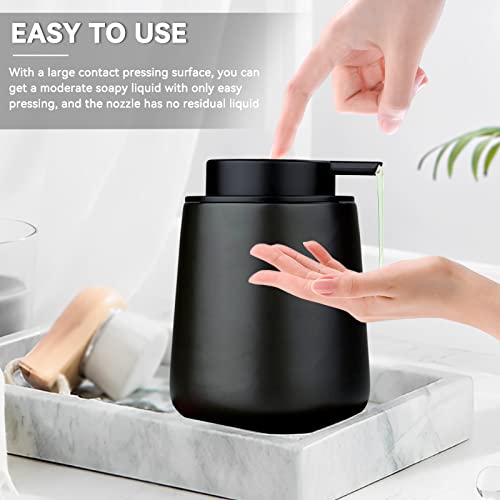 YYW Dish Soap Dispenser, Ceramics Hand Soap Dispenser for Bathroom with Easy-to-Press Pump, 14Oz Liquid Foam Soap Dispenser for Kitchen, Shower (Black)