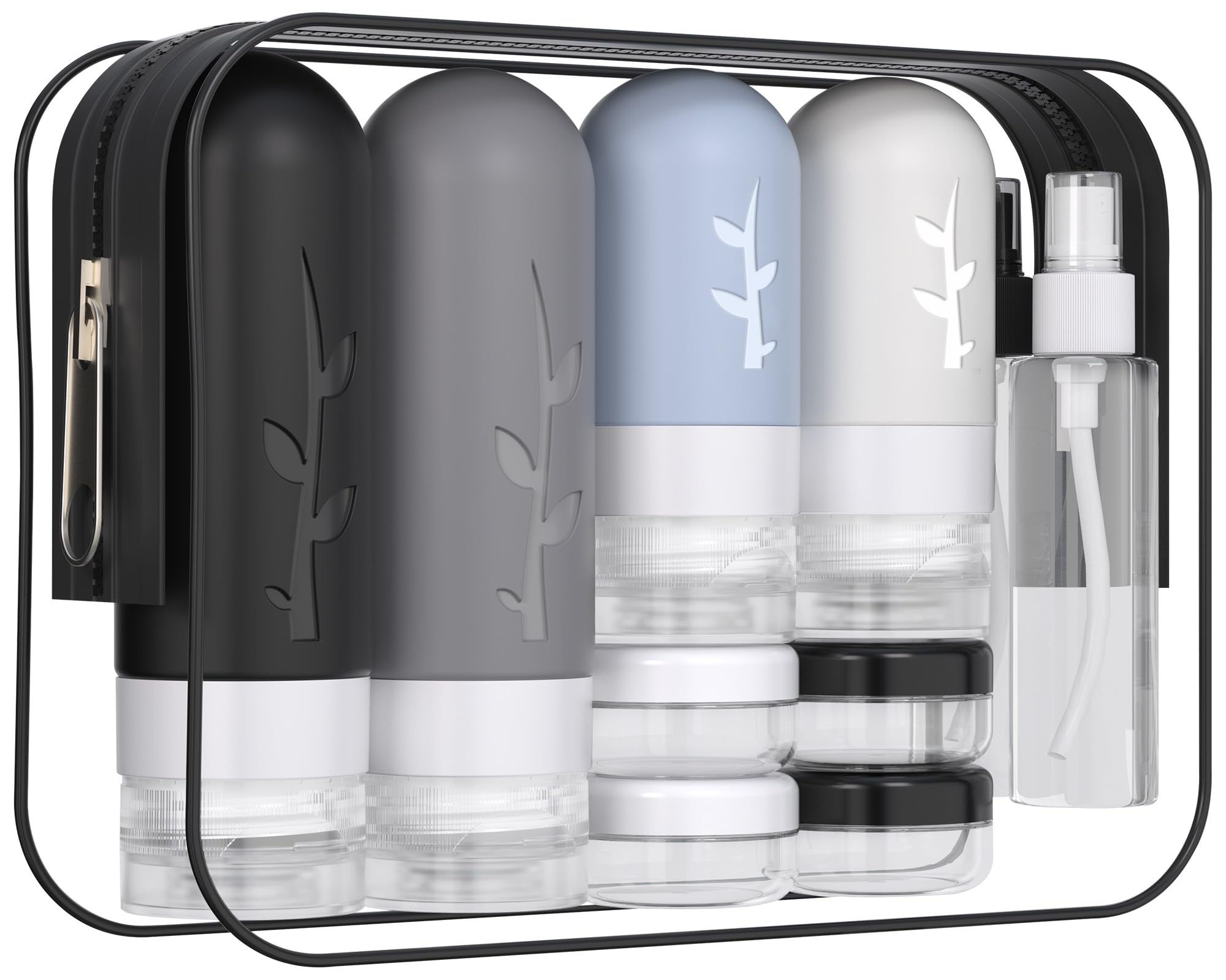 Vinofes 16 Pack Travel Size Toiletries Kits - Leak Proof TSA Approved Travel Bottles for Toiletries Essential - BPA Free Travel Containers for Shampoo, Conditioner, Lotion (16Pcs/Black)