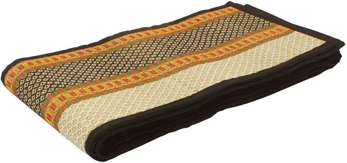 Eco Friendly Mat for Fitness Exercise Yoga Meditation | Beige Brown Color | Organic Traditional Sabai Grass Floor Chattai | Picnic Beach Ground | Indoor Outdoor Use | 72 Inch Long | 36 Inches Wide