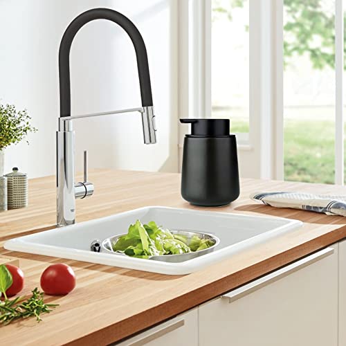 YYW Dish Soap Dispenser, Ceramics Hand Soap Dispenser for Bathroom with Easy-to-Press Pump, 14Oz Liquid Foam Soap Dispenser for Kitchen, Shower (Black)