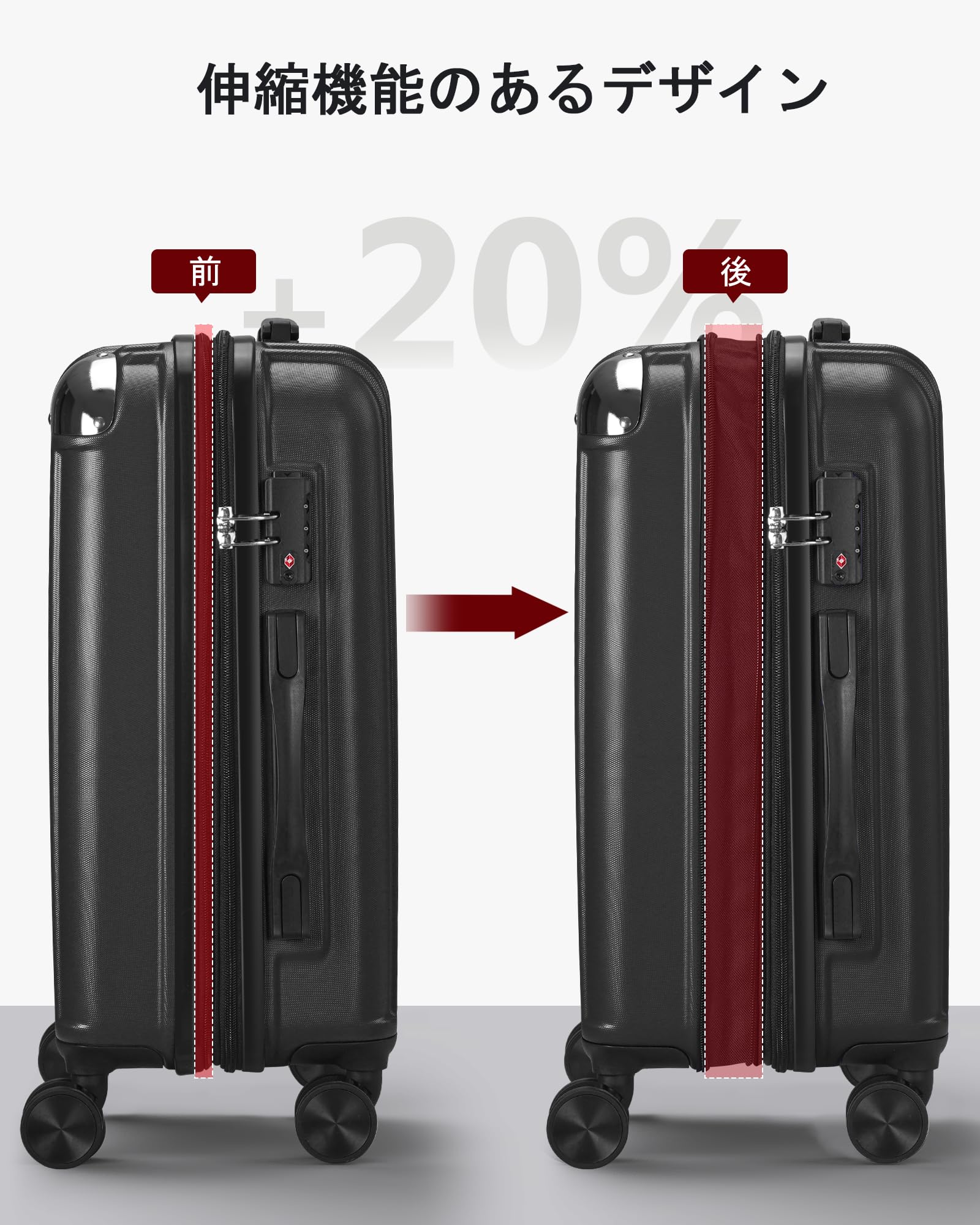 SunnyTour 24" Expandable Checked Luggage, Hard Shell Spinner Suitcase with Wheels for Business/Travel (Black)