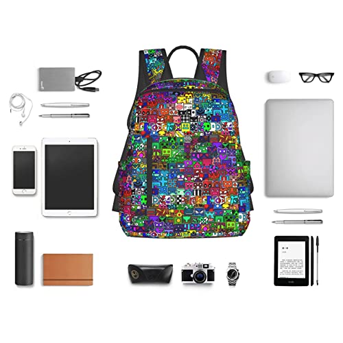 Geometry Dash Travel Backpack Multipurpose For Kids Teens Unisex Casual Daypacks Laptop Bookbag Outdoor Black