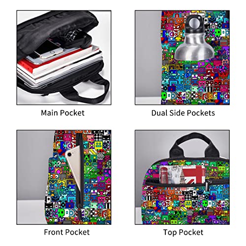 Geometry Dash Travel Backpack Multipurpose For Kids Teens Unisex Casual Daypacks Laptop Bookbag Outdoor Black