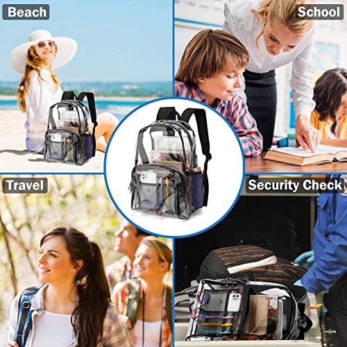 Clear Backpack School Bag Bookbag, Heavy Duty PVC Plastic Transparent See Through Backpacks for Men Women Girls Boys (Black)
