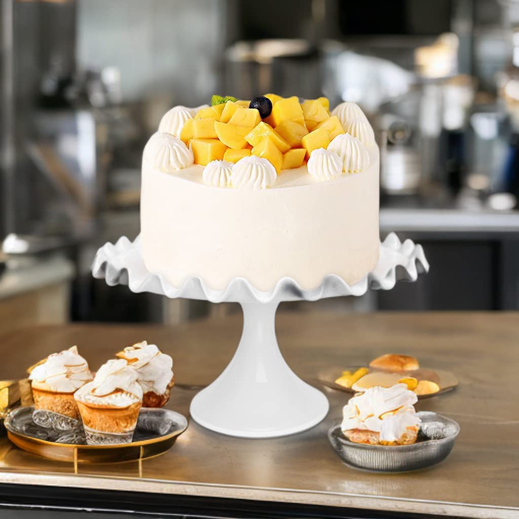 Quegroot 12-Inch Porcelain Cake Stand, Wedding Cake Stand, Round Dessert Stand, White Cake Stand, Cupcake Stand for Wedding, Birthday Party