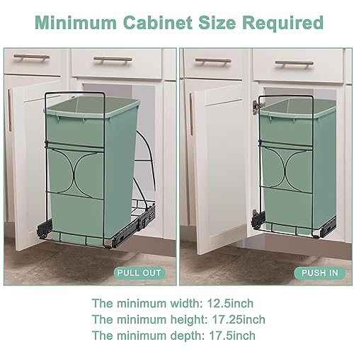 oxinyra Pull Out Trash Can Under Cabinet, 35Qts Under Sink Trash Can Shelf for Kitchen Cabinets, Adjustable Slide Out Garbage Can Kit Black, Trash Can Not Included