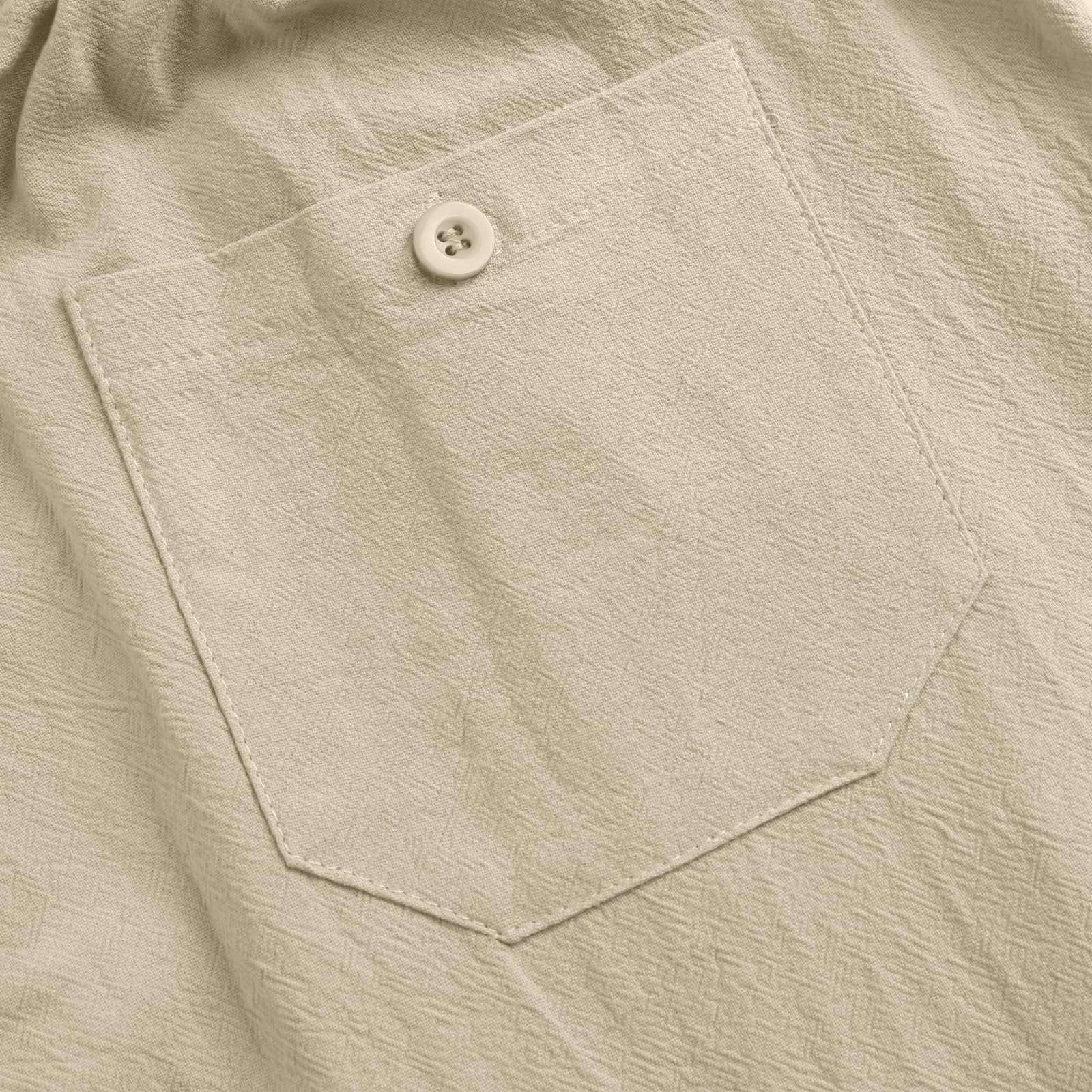 NANAMEEI Beach Pants for Men Casual Mens Linen Pants Elastic Waistband with Drawstring Zipper Pocket Beach Pants Khaki M