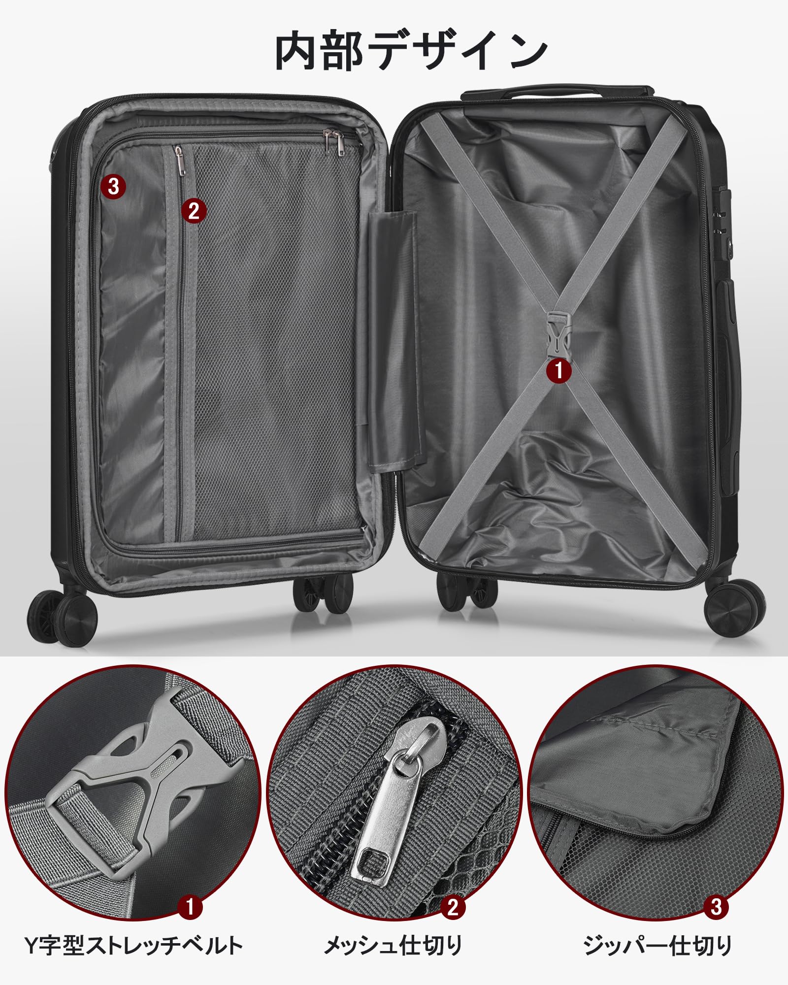 SunnyTour 24" Expandable Checked Luggage, Hard Shell Spinner Suitcase with Wheels for Business/Travel (Black)