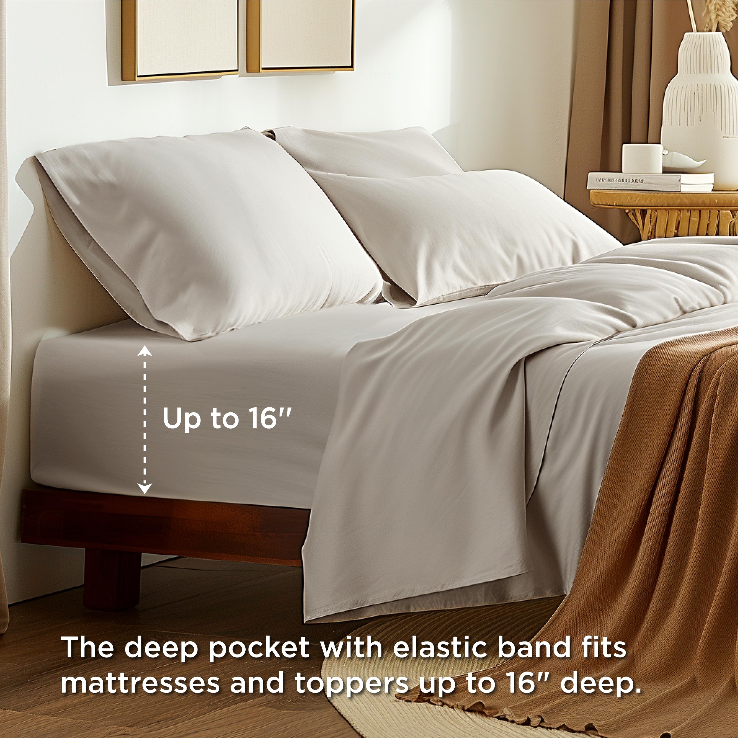 Bedsure Cotton Percale Twin Sheets Set - 100% Cotton Bed Set for Twin Size Bed, Breathable & Crirsp Soft Sheets, Deep Pocket Up to 16 Inches, Bedding Bedsheets & Pillowcases, Linen