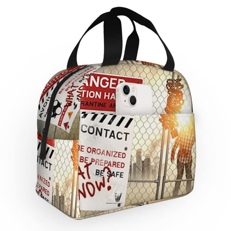 Fubido Zombie Halloween Theme, Insulated Lunch Box Tote Bag for Women Adult Men,Dead Man Walking in Danger Scary Scene,Reusable Leakproof Lunch Bags for Work Office Picnic or Travel,Red Sepia