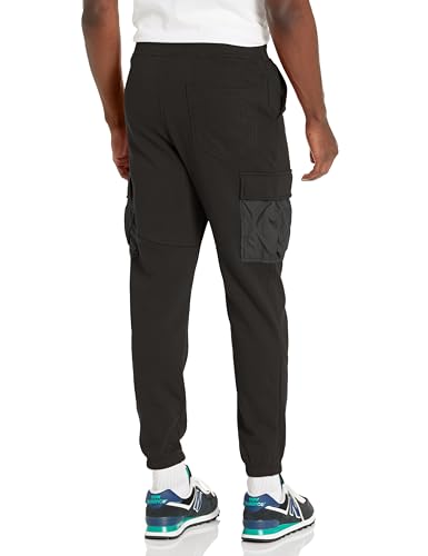 True Religion Brand Jeans Men's Cargo Pocket Revolt Fleece Jogger, Jet Black