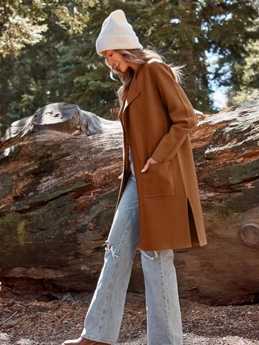 LILLUSORY Women's Long Knit Wool Cardigan Sweaters Oversized Fall Dressy Coatigan Jackets 2024 Winter Coats Caramel