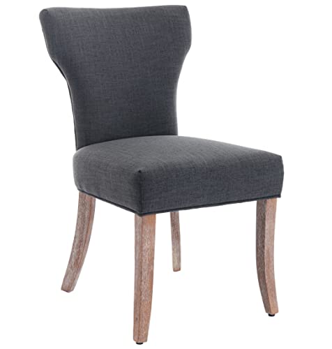 RIVOVA Linen Dining Chairs Set of 4, Modern Dining Chair with Wood Legs Upholstered Kitchen Dining Chairs, Charcoal