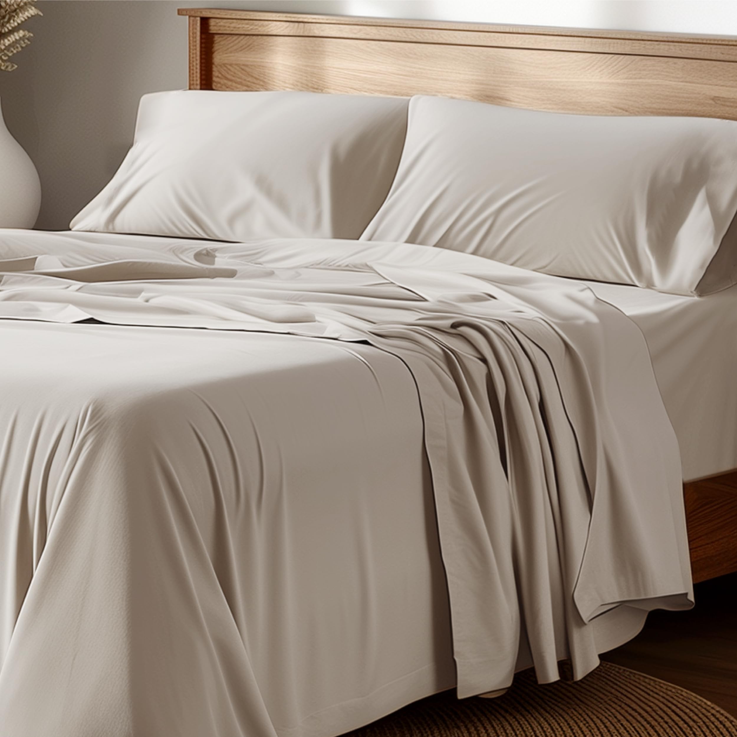 Bedsure Cotton Percale Twin Sheets Set - 100% Cotton Bed Set for Twin Size Bed, Breathable & Crirsp Soft Sheets, Deep Pocket Up to 16 Inches, Bedding Bedsheets & Pillowcases, Linen