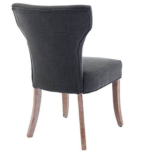 RIVOVA Linen Dining Chairs Set of 4, Modern Dining Chair with Wood Legs Upholstered Kitchen Dining Chairs, Charcoal