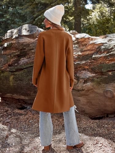 LILLUSORY Women's Long Knit Wool Cardigan Sweaters Oversized Fall Dressy Coatigan Jackets 2024 Winter Coats Caramel