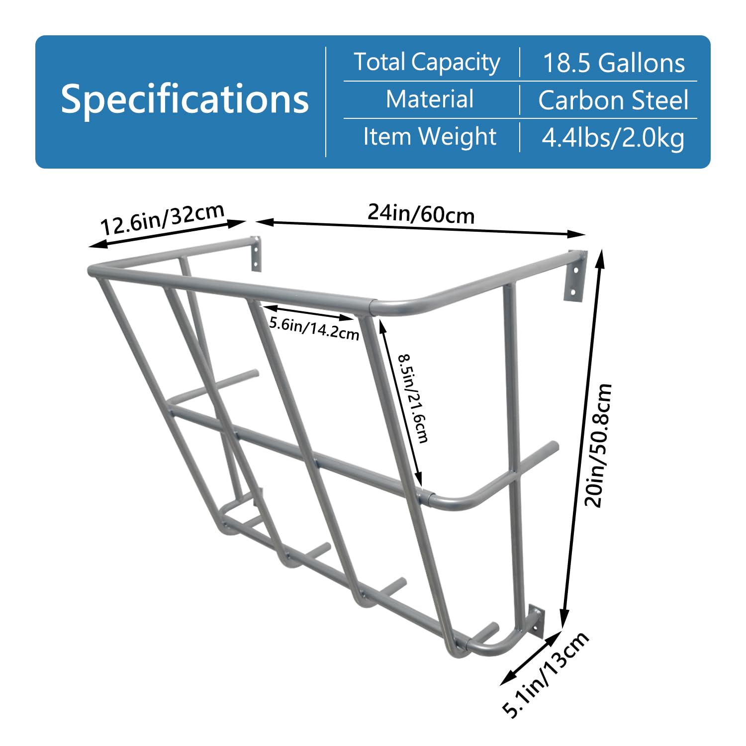 BUYYAH Hay Feeder Goat, 20 Gallon Multiple Sided Goat Hay Rack, Heavy Duty Iron Wall Hay Rack for Sheep, Horses, Effortless Installation in Farm, Yield