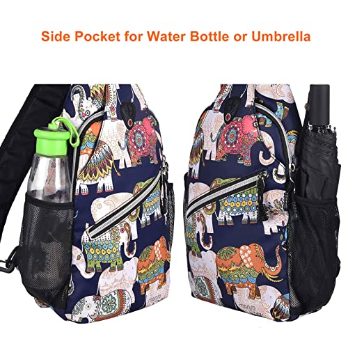 MOSISO Sling Backpack,Travel Hiking Daypack Pattern Rope Crossbody Shoulder Bag, Elephant