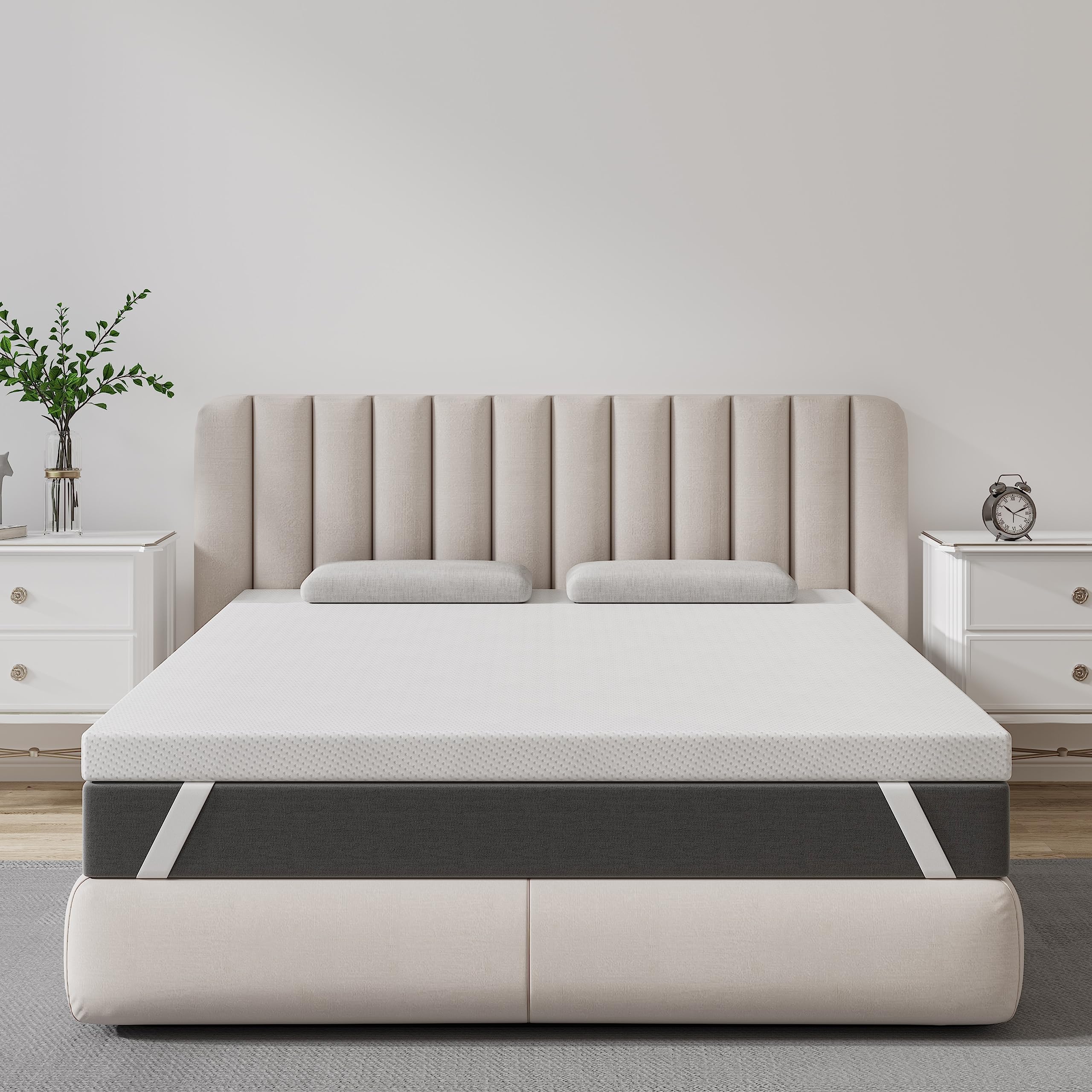 BedStory 3 Inch Memory Foam Mattress Topper King Size,Firm Mattress Topper for Back Pain & Support,Special Cool Feeling Material Cover,Bed Topper with 2-Layer Ventilated Design,CertiPUR-US Certified