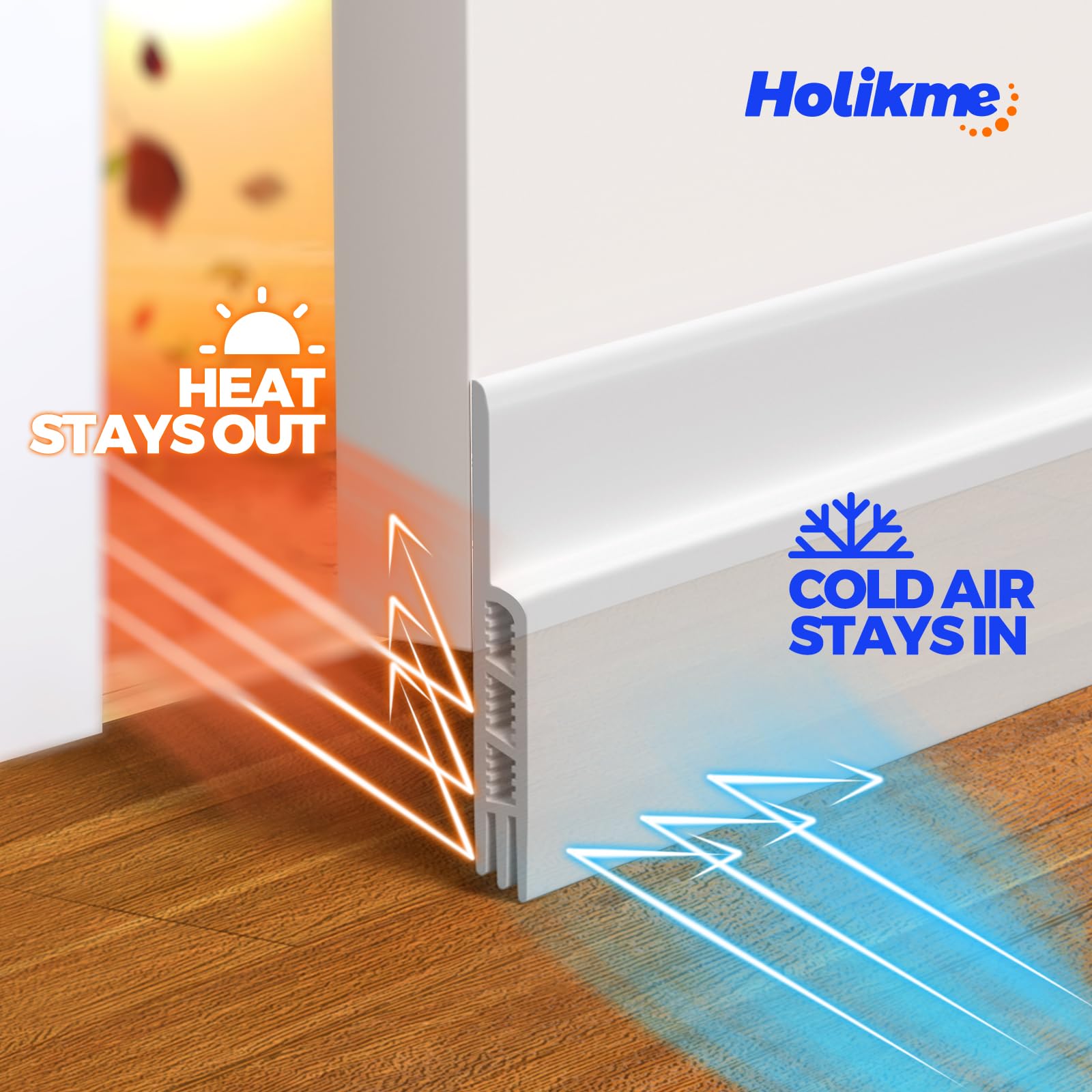 Holikme 2 Door Draft Stopper Under Door Draft Blocker Insulator Door Sweep Weather Stripping Noise Stopper Strong Adhesive, Transparent